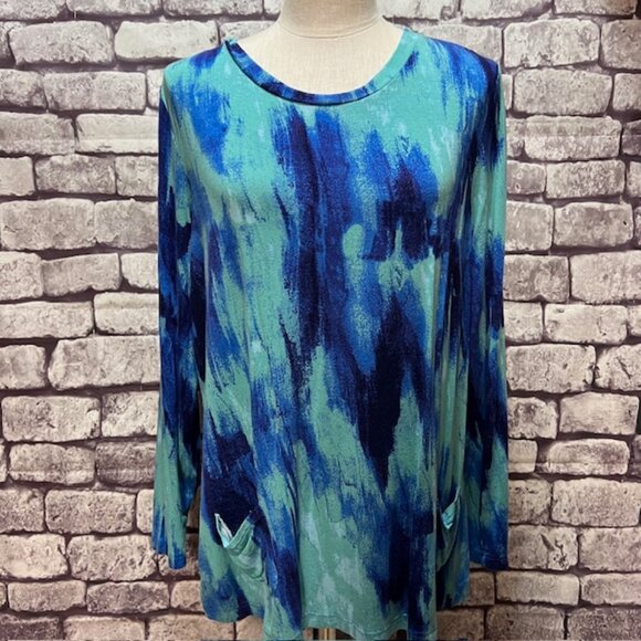 LOGO by Lori Goldstein | Tops | Logo By Lori Goldstein Blue Green Long ...